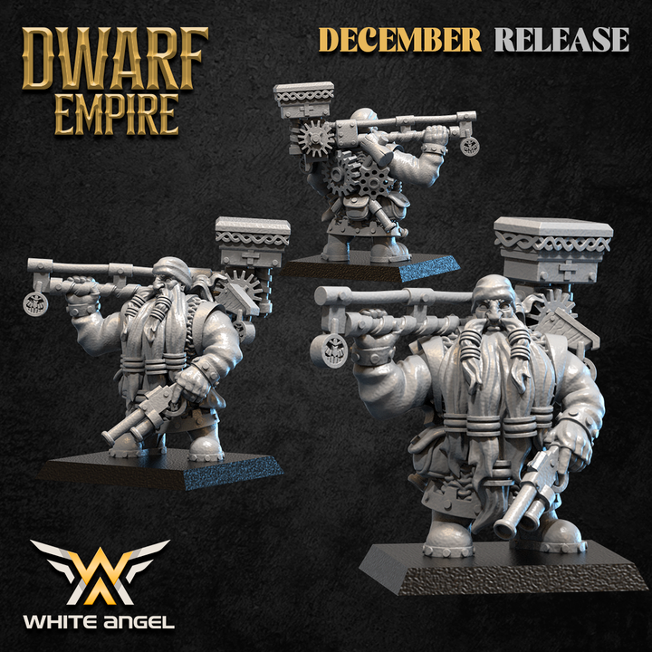 3D Printable DWARF ENGINEER - DWARF EMPIRE (DECEMBER 2024 RELEASE) by WHITE ANGEL MINIATURES